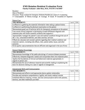 Fillable Online EMS Resident Eval Form - Check the Leads Fax Email ...