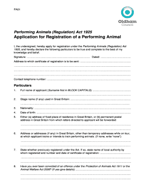 Fillable Online oldham gov PA01 Application for Registration of a ...