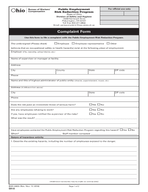 Fillable Online bwc state oh PERRP Complaint Form - bwc state oh Fax ...