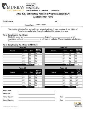 Fillable Online campus murraystate Academic Plan Form for SAP Fax Email ...