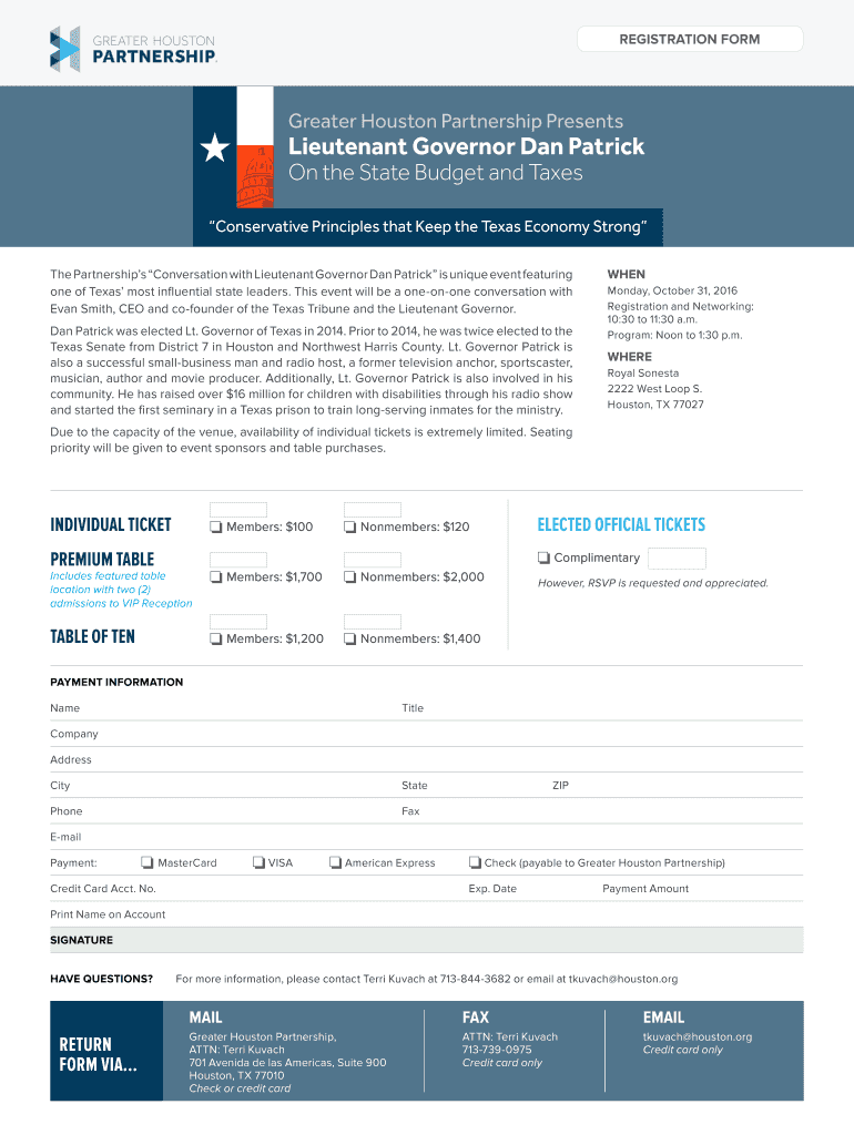 Fillable Online member houston Greater Houston Partnership Presents ...