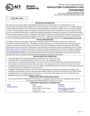 Fillable Online Application to register a civil partnership - Access ...
