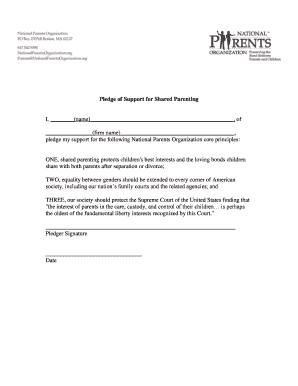 Fillable Online nationalparentsorganization Pledge of Support for ...