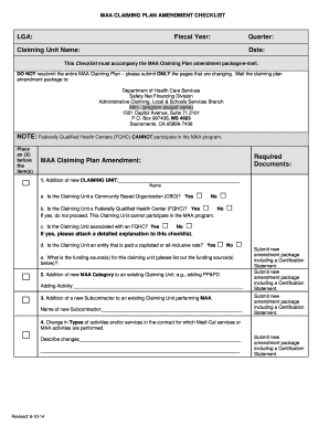 Fillable Online dhcs ca CMAA Claiming Plan Amendment Checklist - dhcs ...