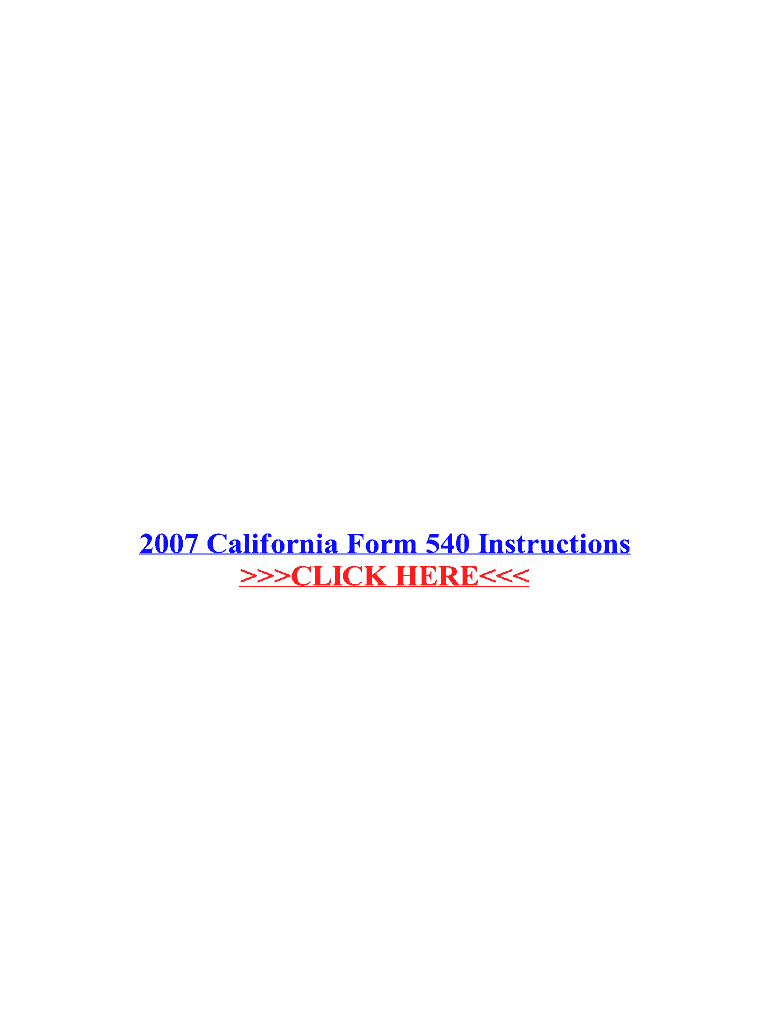 Fillable Online 2007 California Form 540 Instructions Fax Email Print