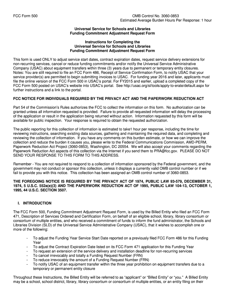 Fillable Online usac Estimated Average Burden Hours Per Response: 1 ...
