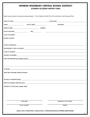 Fillable Online 16-17 Student Accident Report Form Fax Email Print ...