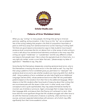 Fillable Online Patterns of Error Worksheet (intro) Fax Email Print ...