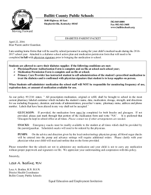 Fillable Online bullitt k12 ky Diabetes packet - Bullitt County Public ...