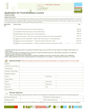 Fillable Online wdrc qld gov Application for Food Business Licence ...