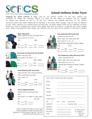 Fillable Online Look for our summer uniform Try and Buy Uniform Fair ...