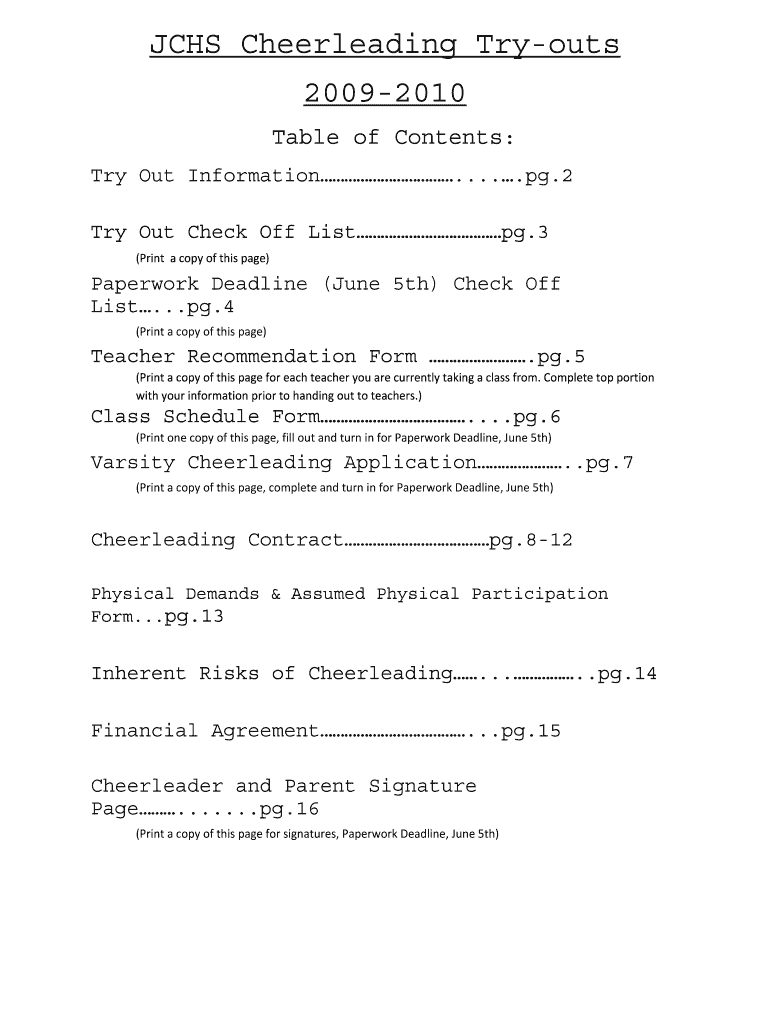 Fillable Online CHEERLEADING APPLICATION AND CRITERIA FORMS.doc Fax ...