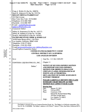 Fillable Online Contessa - Second Omnibus Motion to Disallow Claims.DOC ...
