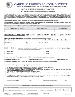 Fillable Online School of Choice Application - Cabrillo Unified School ...