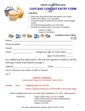 Fillable Online CUPCAKE CONTEST ENTRY FORM Fax Email Print - pdfFiller