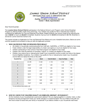 Fillable Online placer loomis-usd k12 ca 2016-17 Free and Reduced Lunch ...
