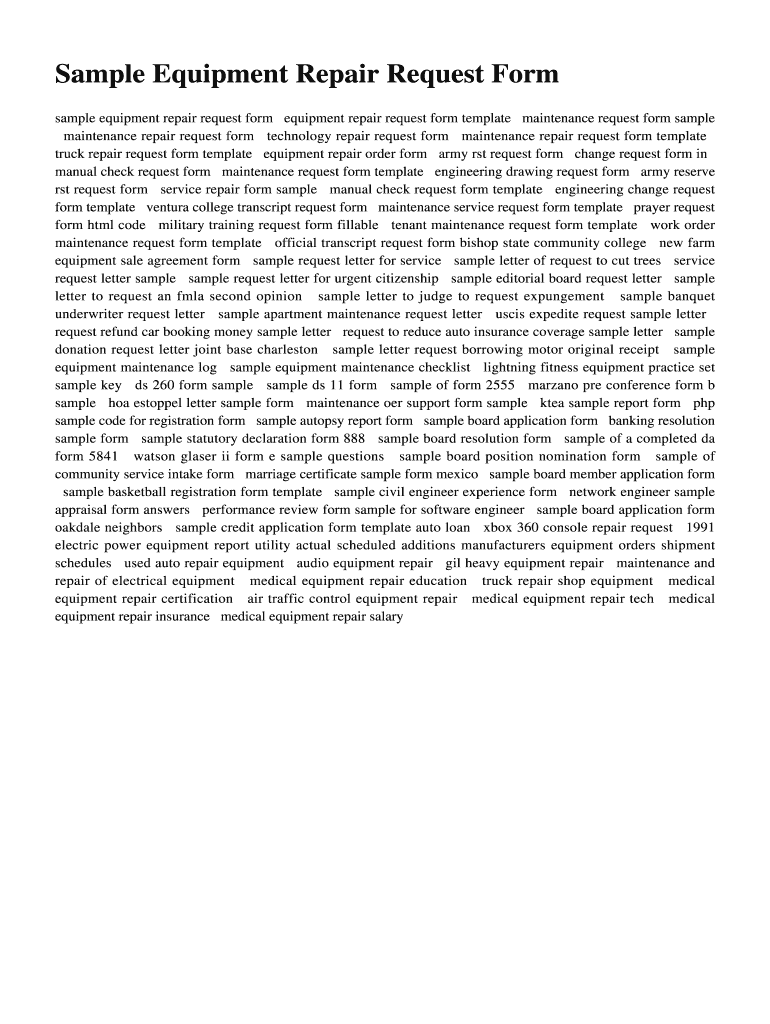 Fillable Online 162 243 127 Sample Equipment Repair Request Form ...