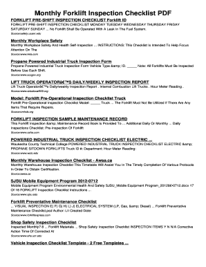 Fillable Online Monthly Forklift Inspection Checklist PDF. Monthly ...