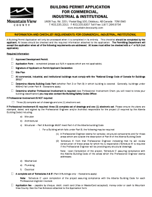 Fillable Online BUILDING PERMIT APPLICATION FOR COMMERCIAL, INDUSTRIAL ...
