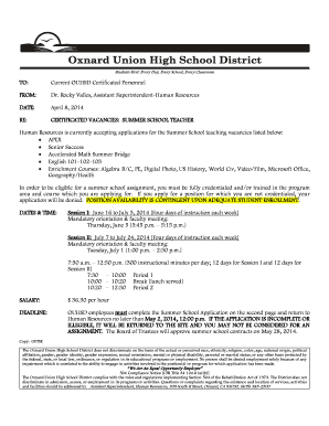 Fillable Online ouhsd k12 ca Students First: Every Day, Every School ...