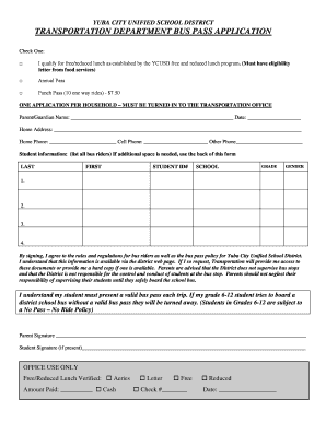Fillable Online Bus Pass Application - English Fax Email Print - pdfFiller