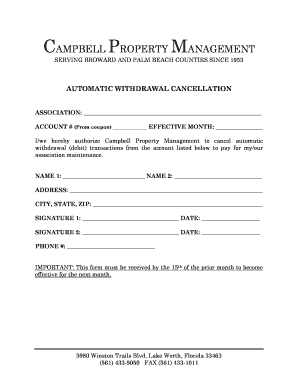 Fillable Online ACH Cancellation Form.doc Fax Email Print - pdfFiller