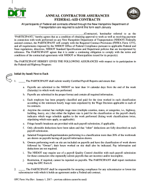 Fillable Online nh OFC Form 14a (Draft) - Annual Contractor Assurances ...