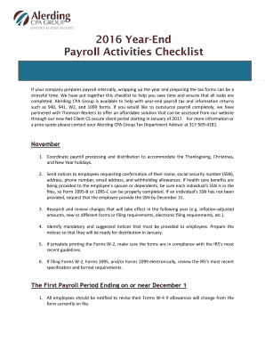 Fillable Online Payroll Activities Checklist Fax Email Print - pdfFiller