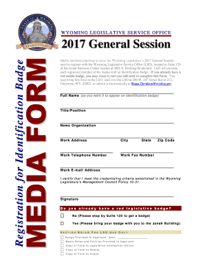 Fillable Online legisweb state wy Legislative Session Media ...