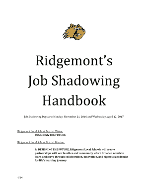 Fillable Online ridgemont k12 oh 2016-2017 Job Shadowing Packet ...