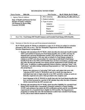 Fillable Online dhhs nh RULEMAKING NOTICE FORM Notice Number 2016-156 ...