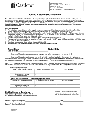 Fillable Online 2017-2018 Student Non-filer Form - Amazon S3 Fax Email ...