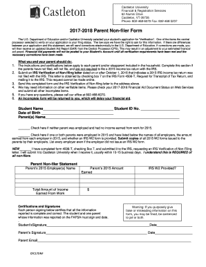Fillable Online 2017-2018 Parent Non-filer Form - Amazon S3 Fax Email ...