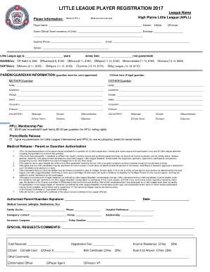 Fillable Online High Plains Little League (HPLL) Fax Email Print - pdfFiller