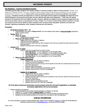 Fillable Online INCOMING PERMITS Fax Email Print - pdfFiller