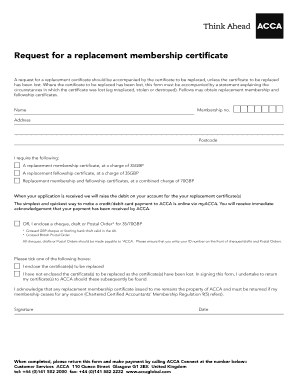 Fillable Online A request for a replacement certificate should be ...