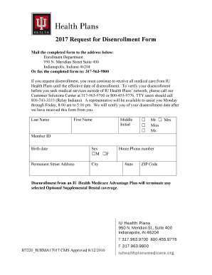 Fillable Online 2017 Request for Disenrollment Form - Amazon S3 Fax ...