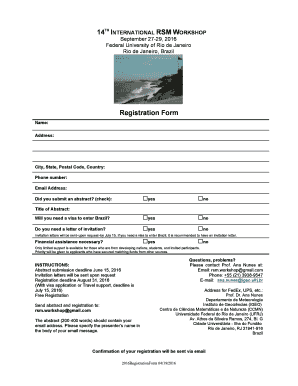 Fillable Online Registration Form - rsm-workshop Fax Email Print ...