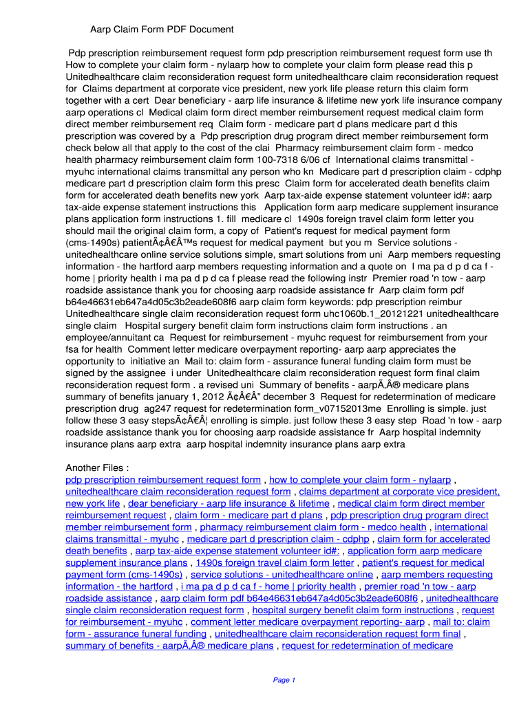 Fillable Online unrmx Aarp Claim Form PDF b64e46631eb647a4d05c3b2eade608f6. Aarp Claim Form Fax ...