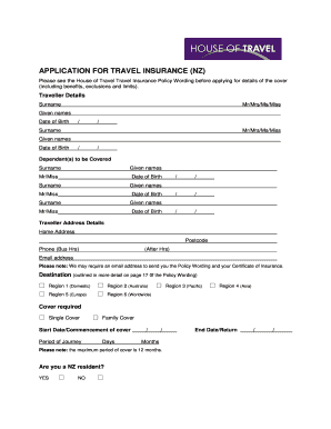 Fillable Online Application for travel insurance.pdf Fax Email Print ...