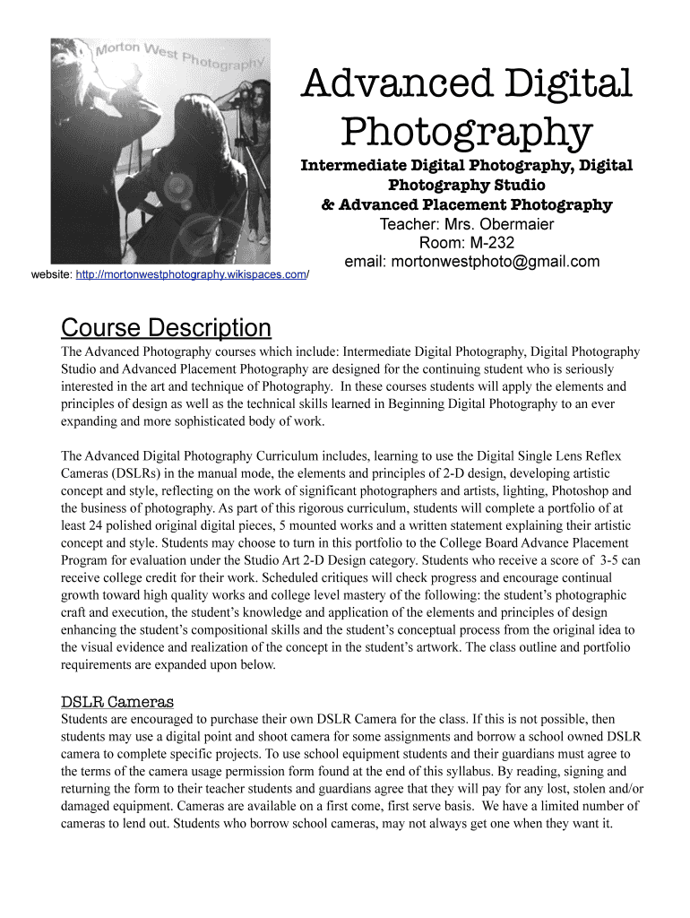 Fillable Online Intermediate Digital Photography, Digital Fax Email ...