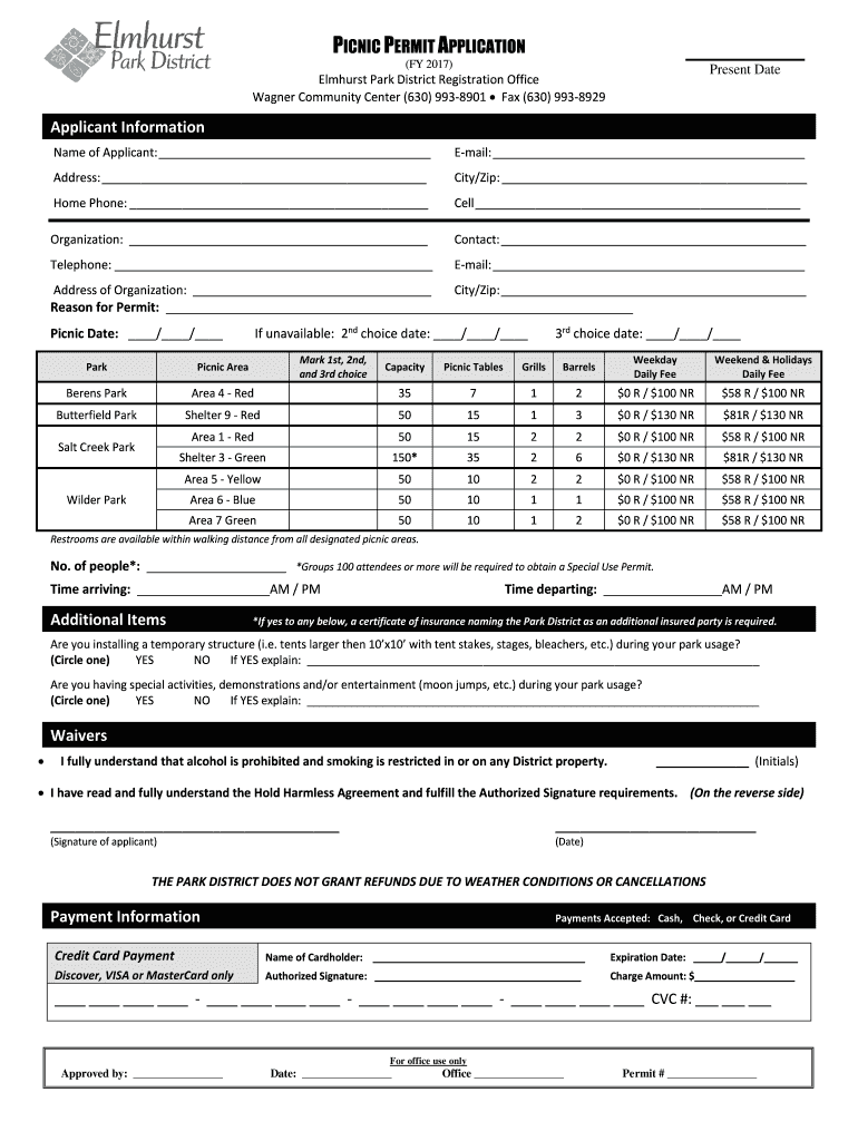 Fillable Online epd APPLICATION FOR PICNIC PERMIT - epd.org Fax Email ...