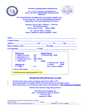 Fillable Online Souvenir Commemorative Journal Form Fax Email Print ...