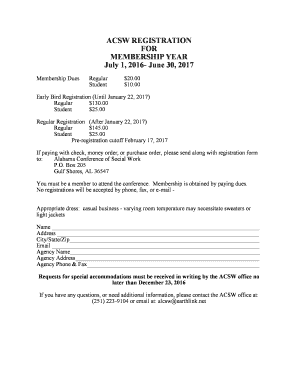 Fillable Online acsw ACSW REGISTRATION - acsw Fax Email Print - pdfFiller