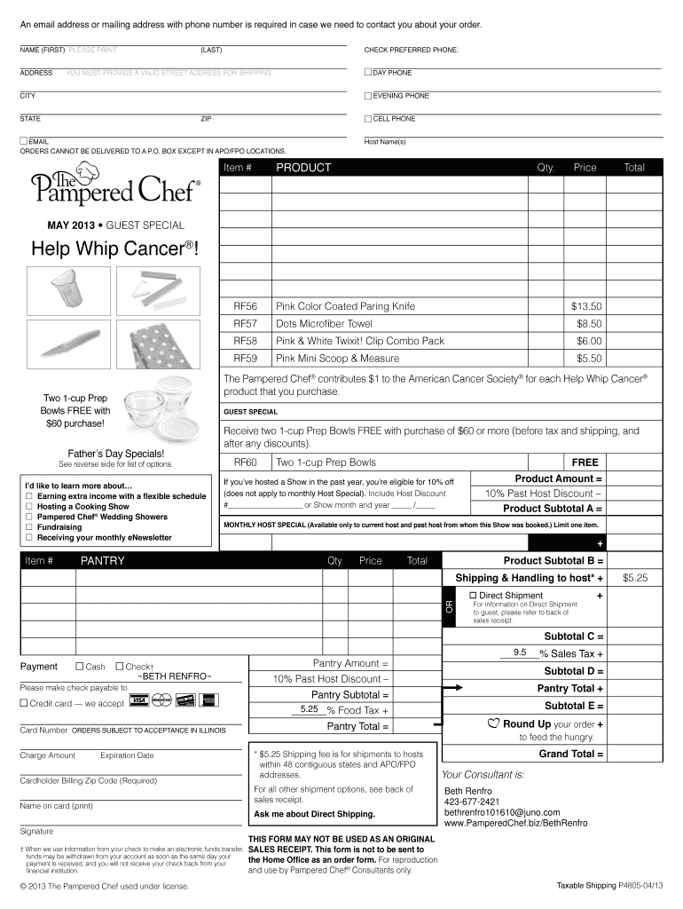 Fillable Online May Outside Order Form with Father's Day Specials ...