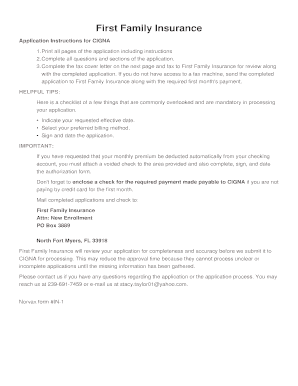 Fillable Online First Family Insurance - Health Insurance Leads ...