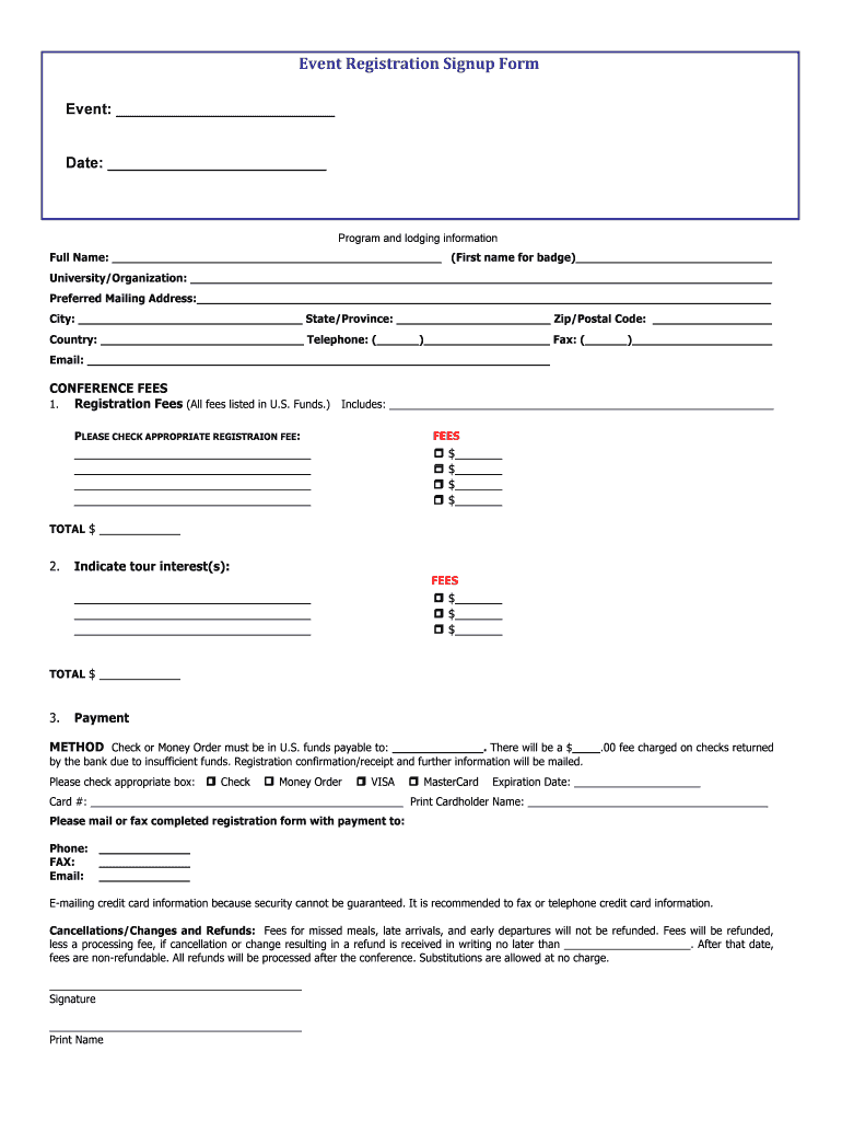 Fillable Online Download Event Registration Sign-Up Form PDF ...