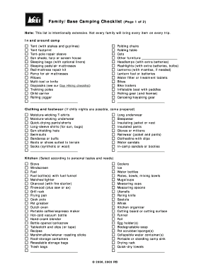 Fillable Online Download Family Camping Checklists For a Car ...
