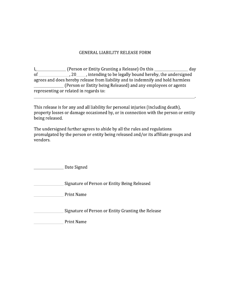 Fillable Online general-liability-release-form.doc Fax Email Print ...