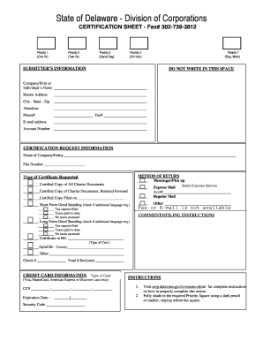 Fillable Online Certificate of Dissolution - Delaware Division of ...